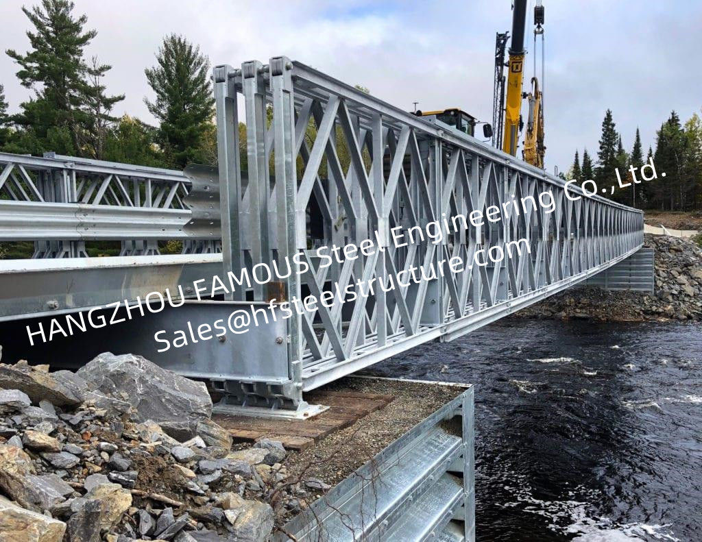Portable Prefabricated Galvanized Steel Bridge , Long-Term Long Span ...